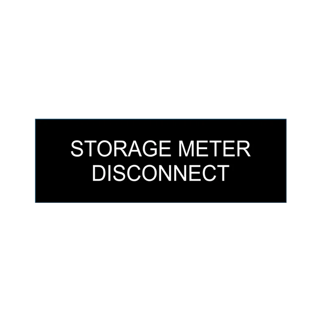 1x3, Storage Meter Disconnect Black background, white letters – Laser ...